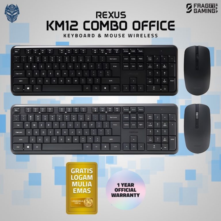 Rexus KM12 / KM-12 Wireless Keyboard Mouse Silent Combo Office ...