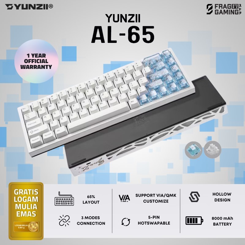 Yunzii AL65 / AL-65 Custom Hollow Wireless Mechanical Keyboard With QMK ...