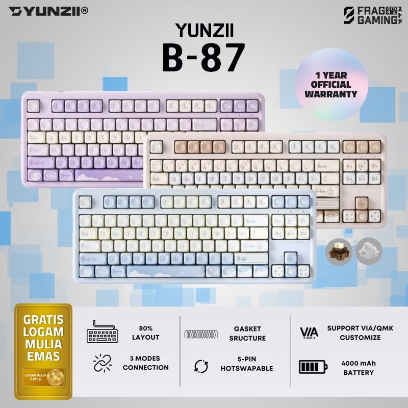 Yunzii B87 / B-87 Mechanical Keyboard 3in1 Connection With QMK/VIA ...