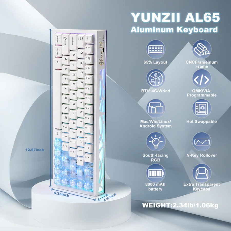 Yunzii AL65 / AL-65 Custom Hollow Wireless Mechanical Keyboard With QMK ...