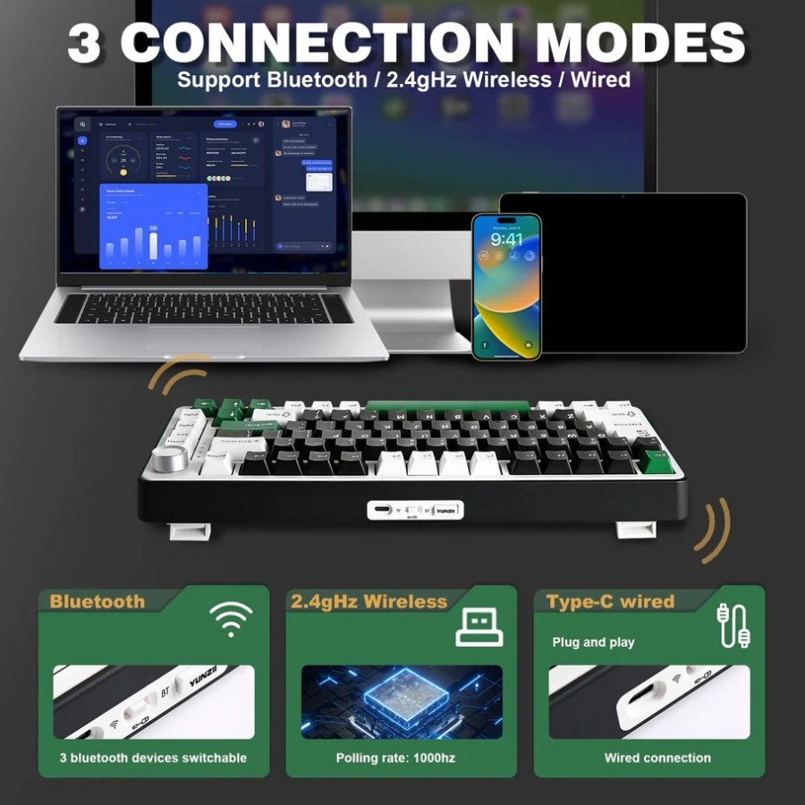 Yunzii B75 / B-75 Pro Mechanical Keyboard Gasket Wireless 3in1 ...