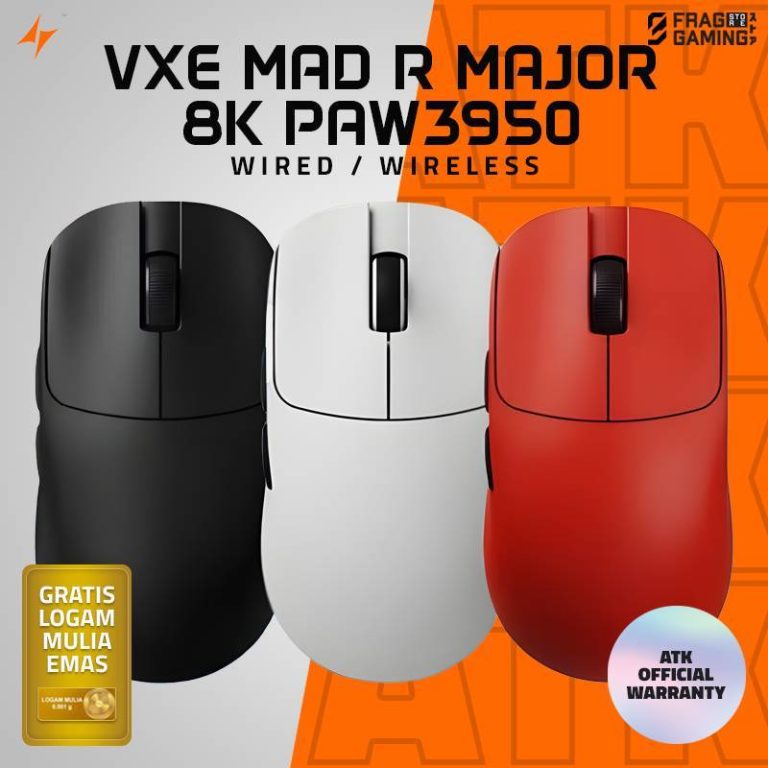 ATK VXE MAD R MAJOR Mouse Gaming 8K Wireless Light Weight PAW3950 ...