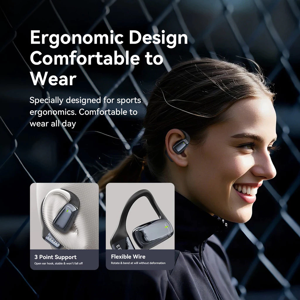 KiiP DTH15 Ows Open Ear Tws Sport IPX5 Earphone Smart Touchscreen HD ...